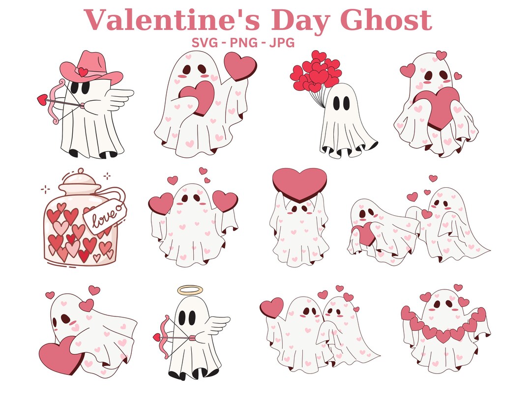 Valentine Ghost Svg ,valentine's Day SVG, Happy Valentine Svg, Girl ...