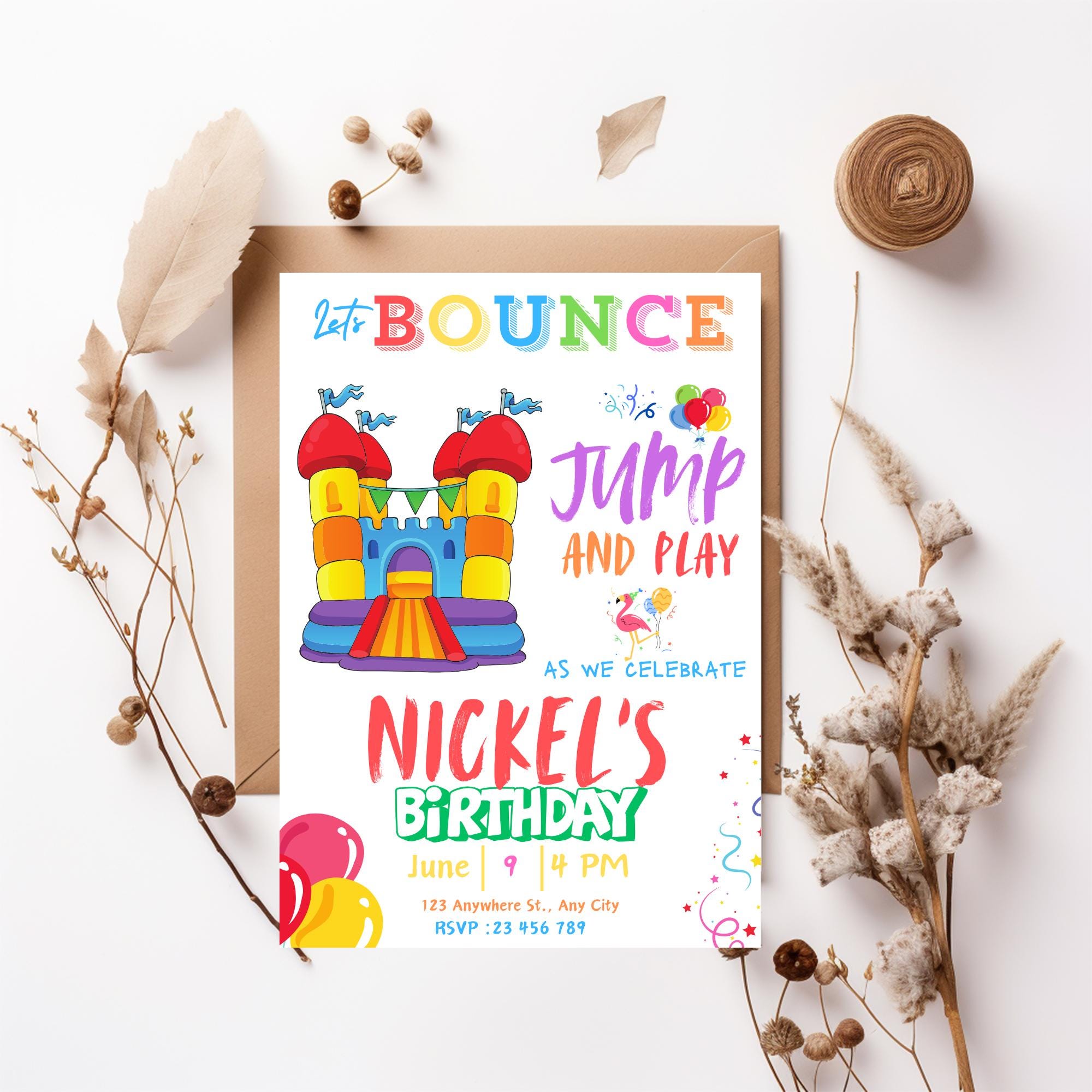Editable Playground Birthday Invitation for Boys and Girls, Rainbow ...
