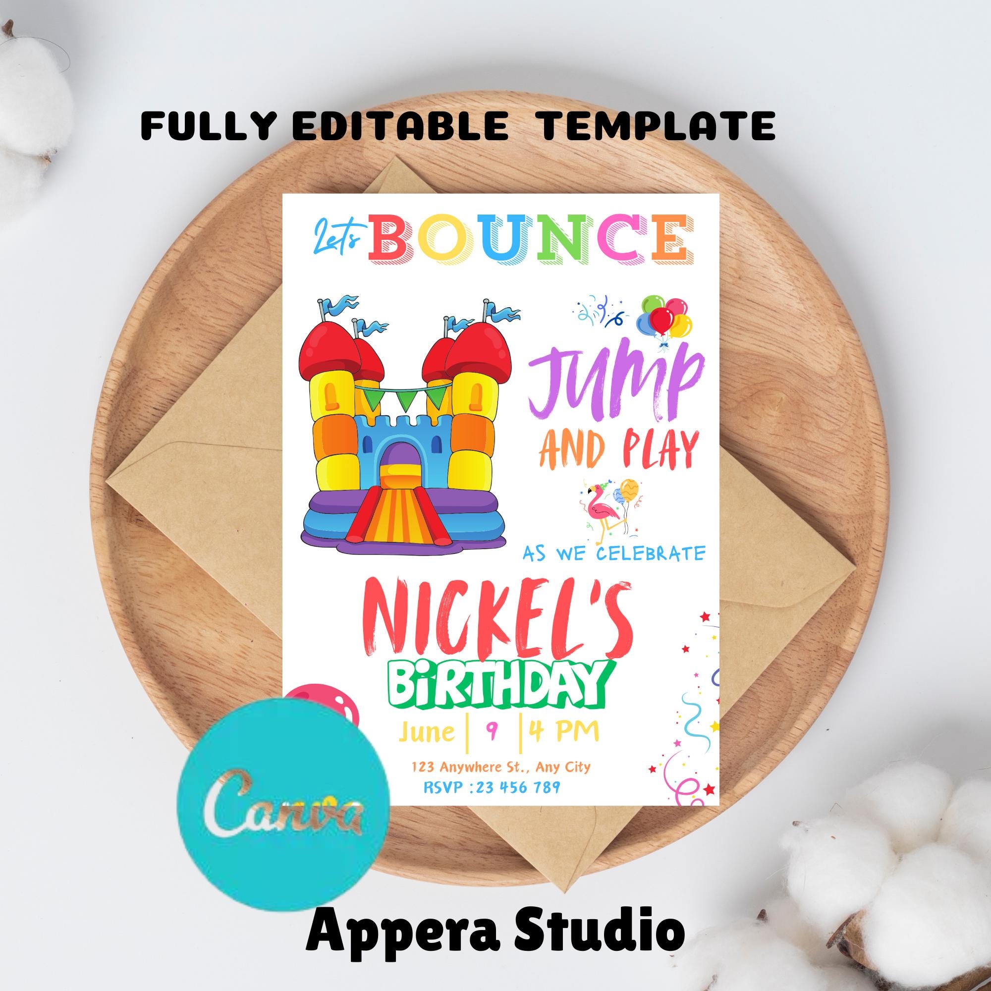 Editable Playground Birthday Invitation for Boys and Girls, Rainbow ...