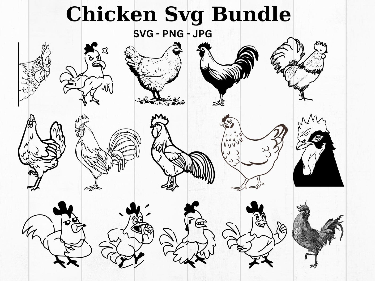 Chicken Svg Bundle ,chicken Svg , Crazy Chicken Svg, Funny Chicken ...