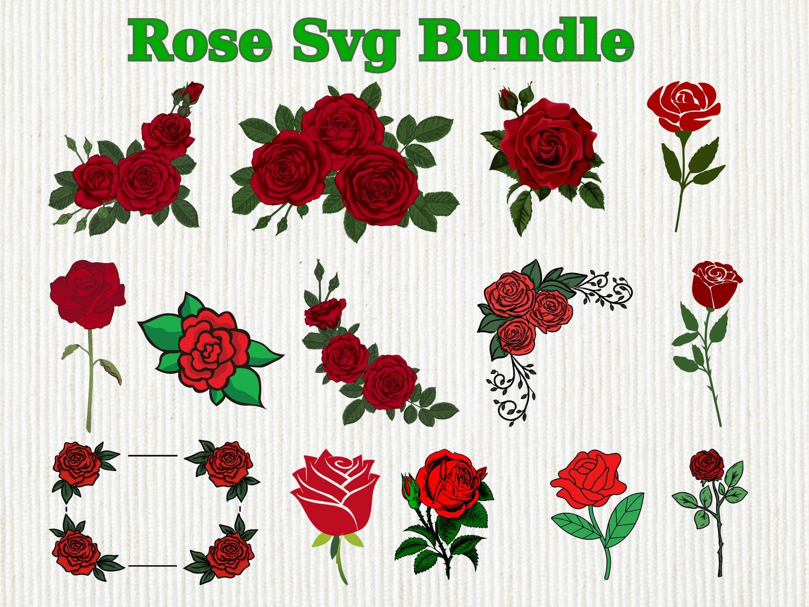 Rose SVG Bundle, ROSES Svg Bundle, Rose Silhouette, Vector Red Roses ...