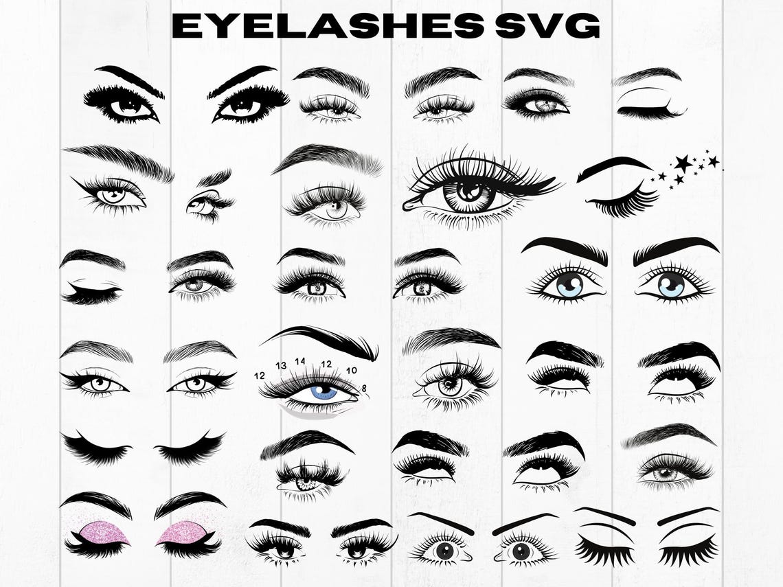 EYELASHES SVG ,lashes Svg ,eyebrows Svg, Eyebrow Silhouette Svg ...