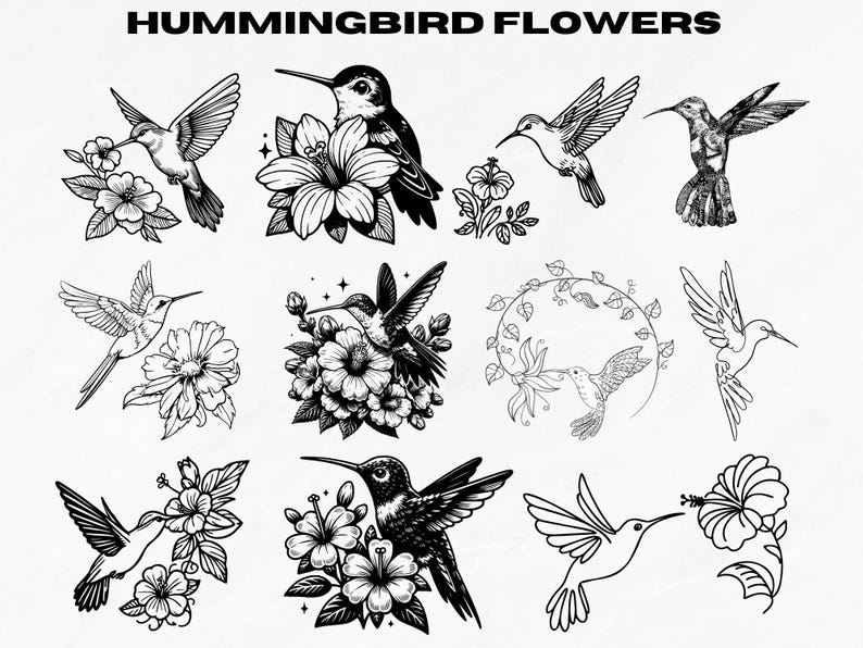 Hummingbird Flowers Svg ,bird Flowers Svg , Florals Svg ,hummingbird ...