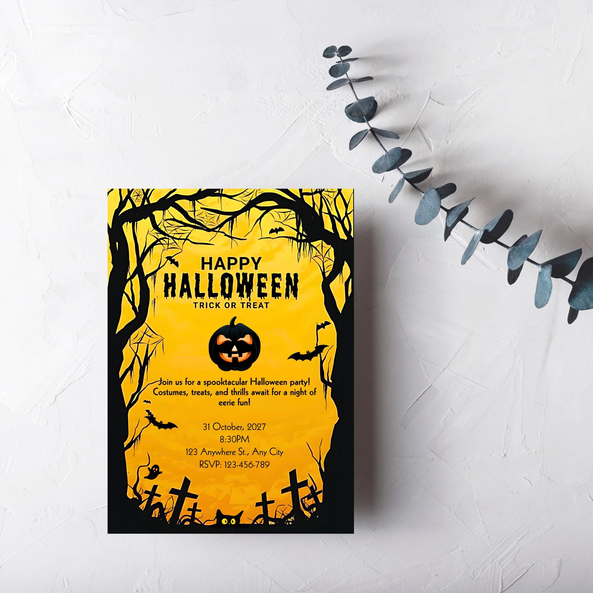 Editable Spooky Halloween Party Invite - Digital Download, Halloween ...