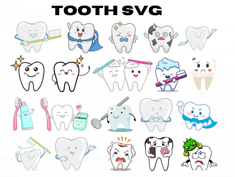Tooth Svg Bundle ,tooth Svg ,tooth Clipart ,tooth Silhouette ,teeth Svg ...