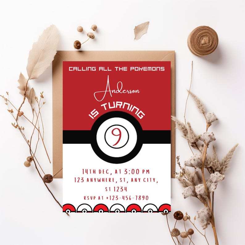 Editable Pokemon Birthday Invitation, Pokemon Invitation, Pikachu ...