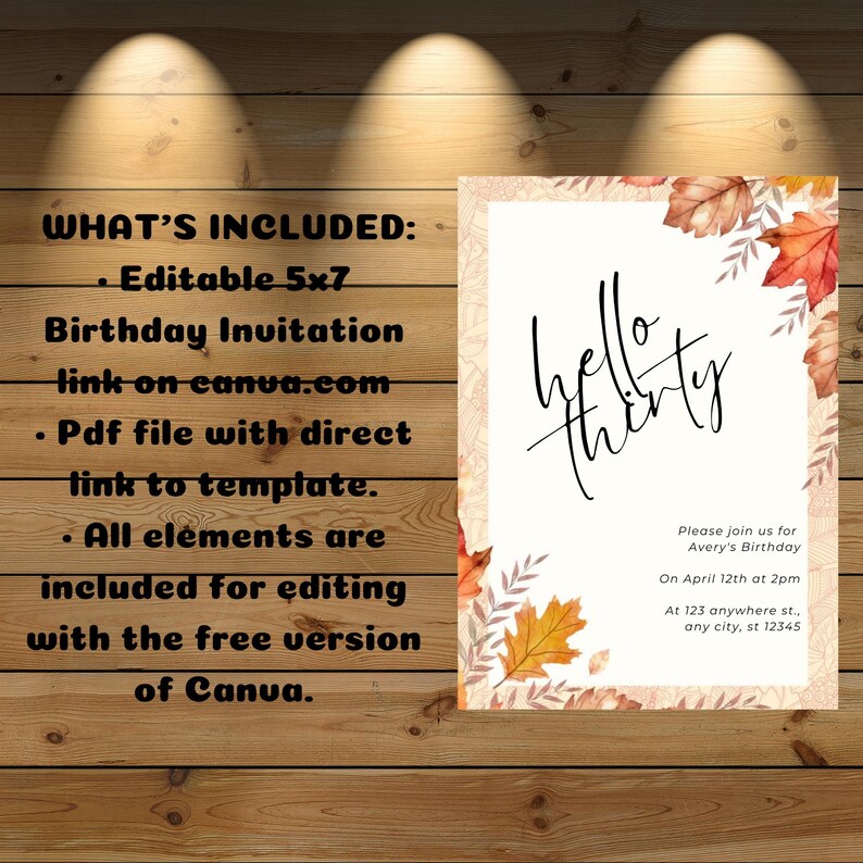Editable Fall Birthday Party Invitation Template Canva Download, Autumn ...