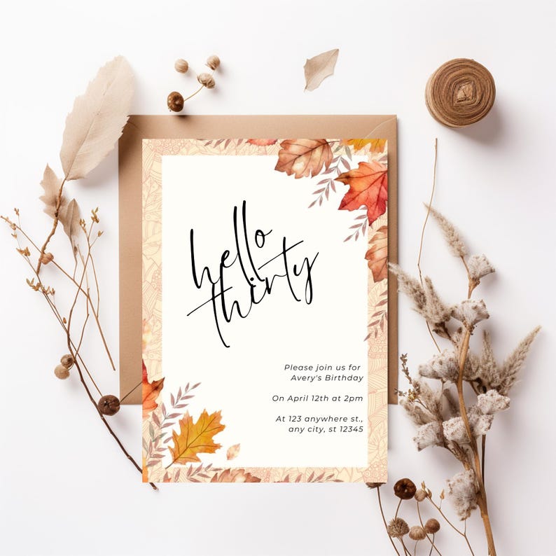 Editable Fall Birthday Party Invitation Template Canva Download, Autumn ...