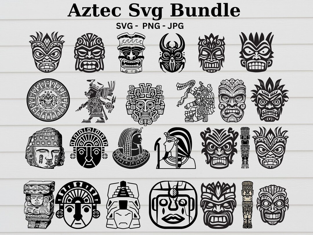 Aztec Svg ,aztec Silhouette, Aztec Vector ,aztec Calendar Svg ,aztec ...