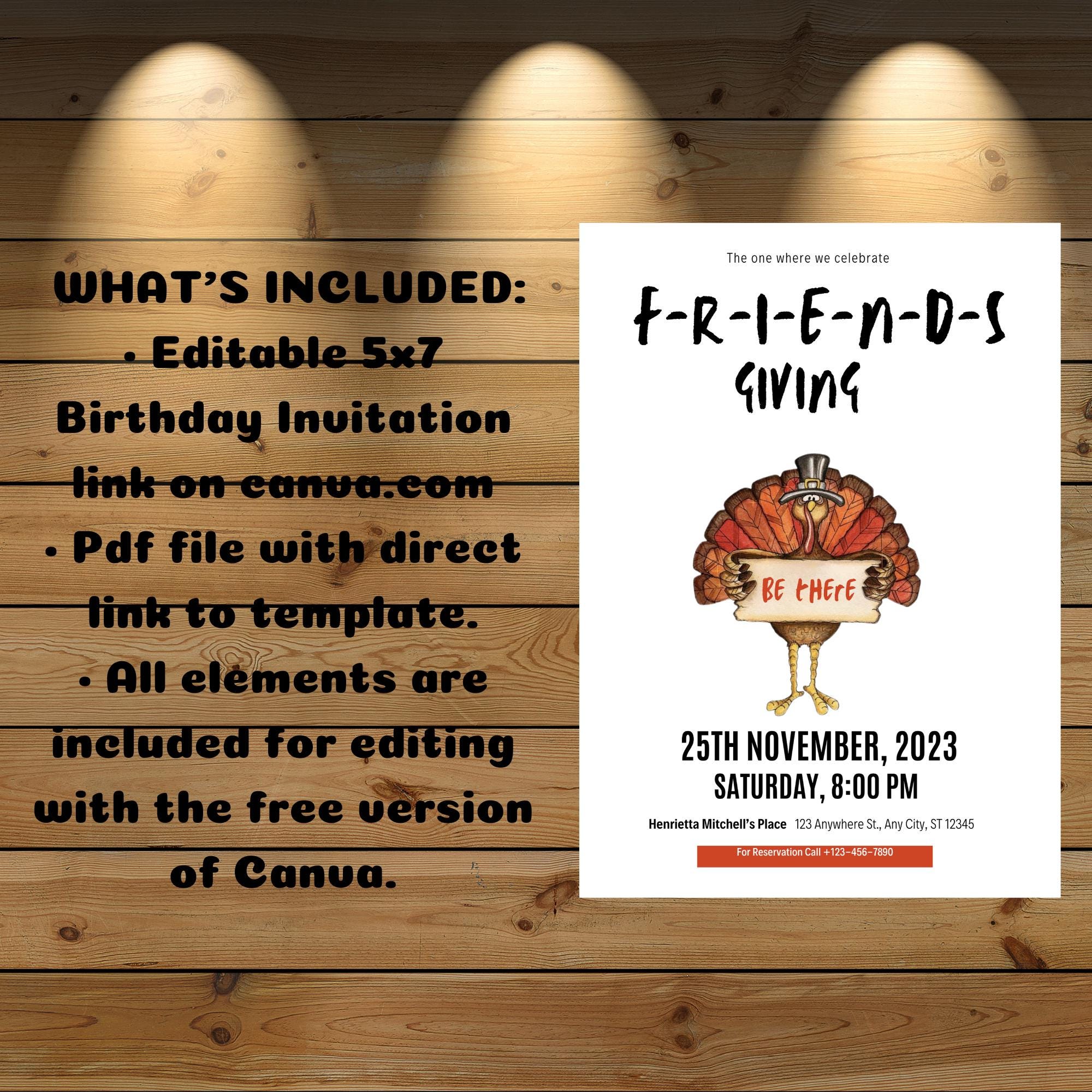 Editable Friendsgiving Invitation, Friends Thanksgiving Turkey ...