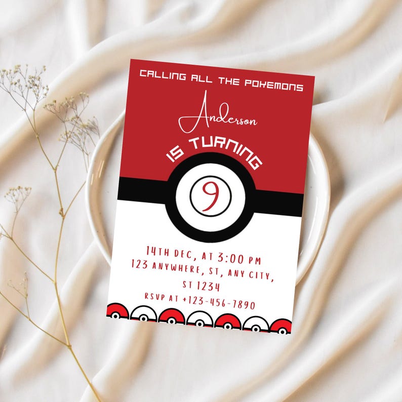Editable Pokemon Birthday Invitation, Pokemon Invitation, Pikachu ...