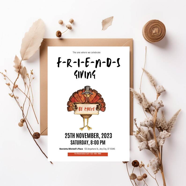 Editable Friendsgiving Invitation, Friends Thanksgiving Turkey ...