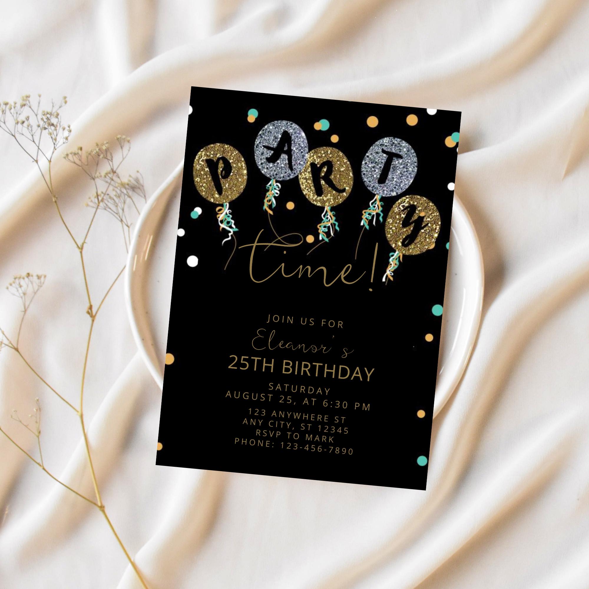Editable It's Party Time Invitation Template, Invitation Template, Any ...