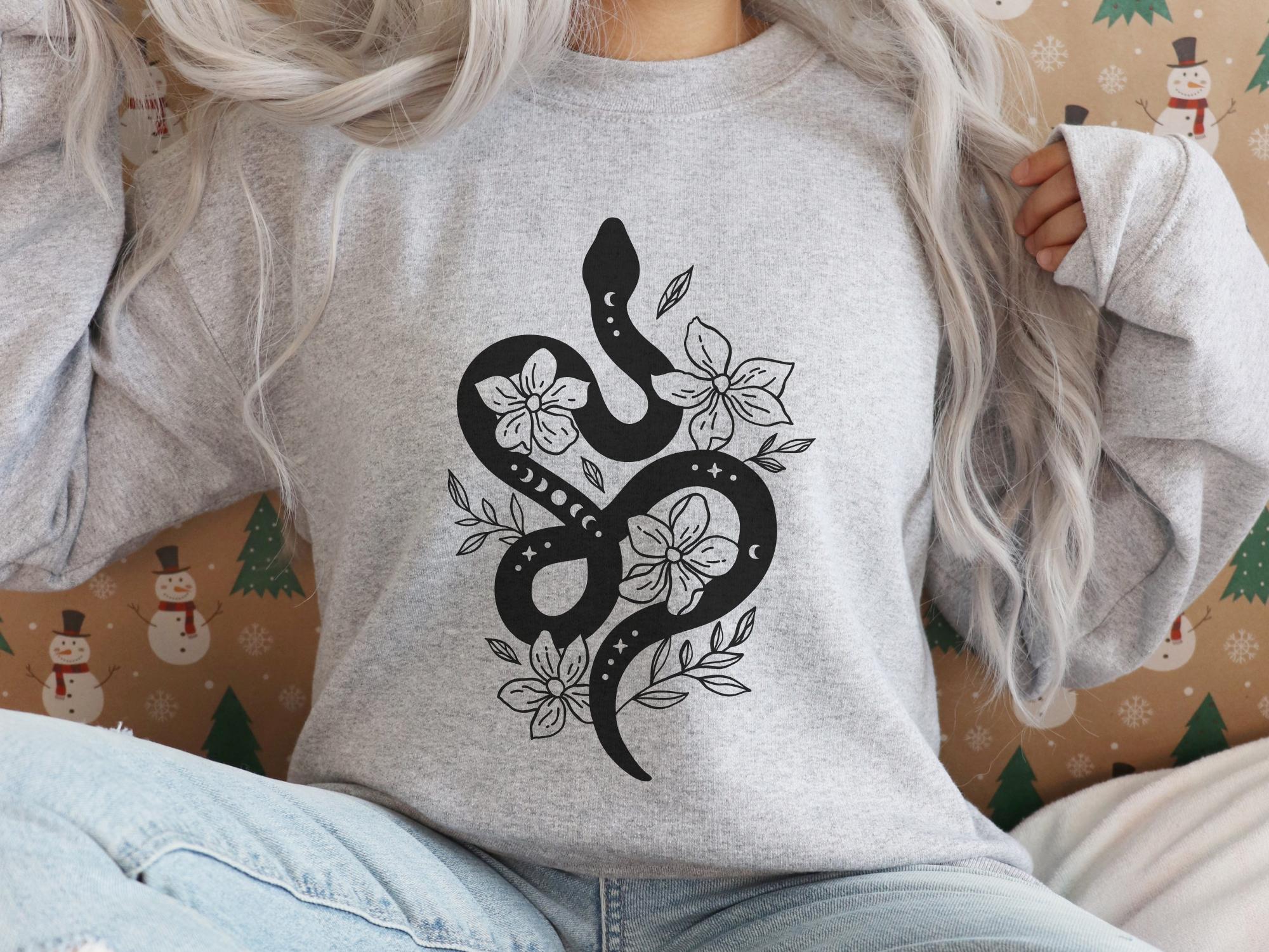 Floral Snake Svg ,snake Svg, Snake With Flowers Svg, Mystical Snake Svg ...