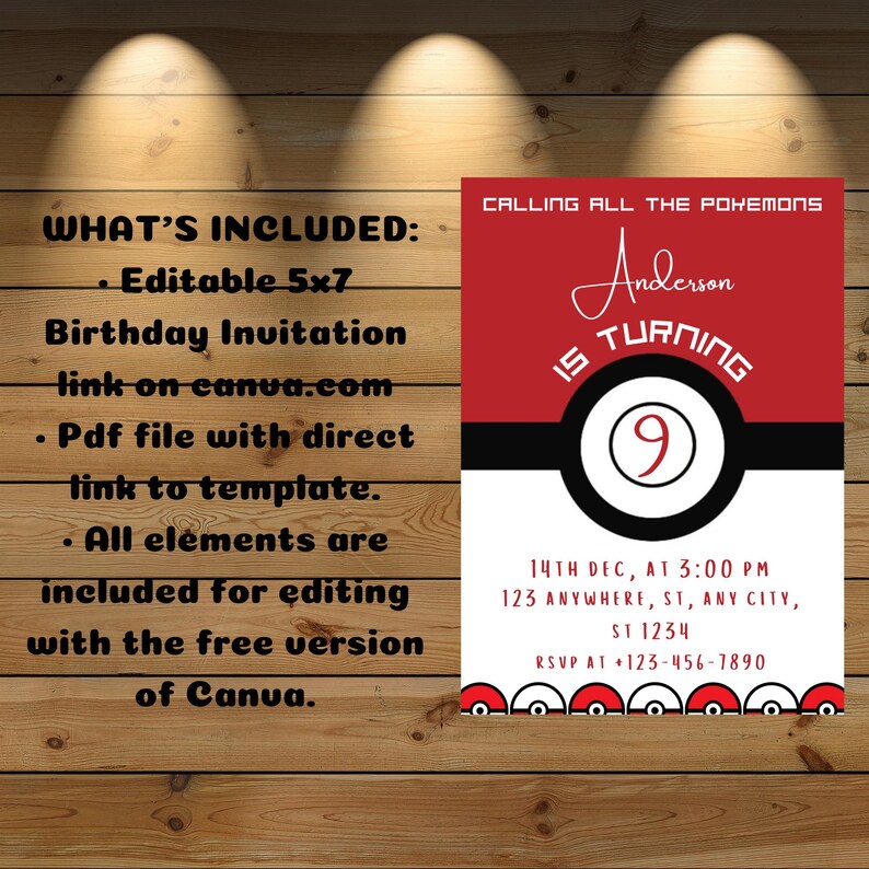 Editable Pokemon Birthday Invitation, Pokemon Invitation, Pikachu ...
