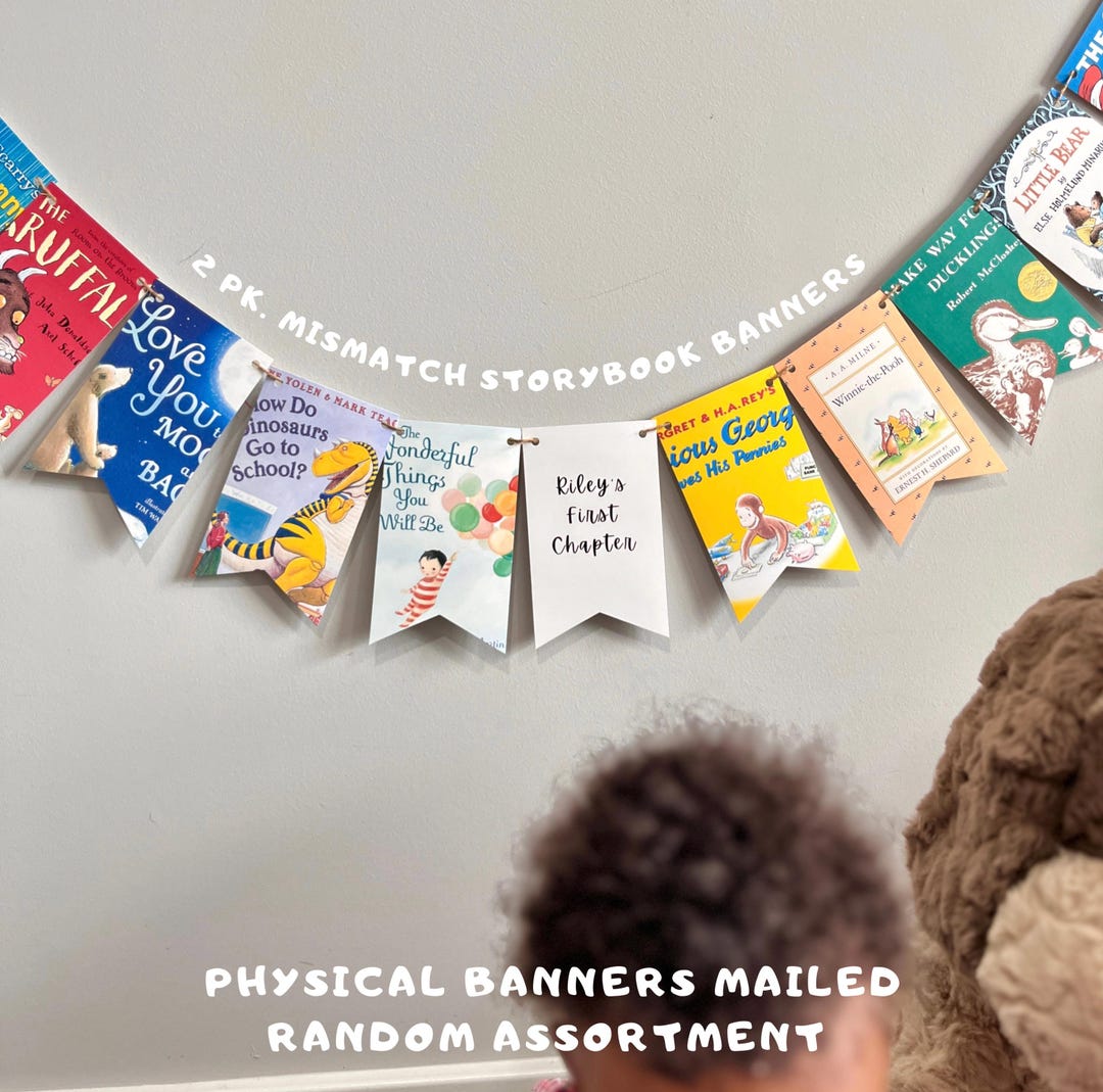 2-pack Mismatch Storybook Banners — Physical Birthday Banners — Baby ...