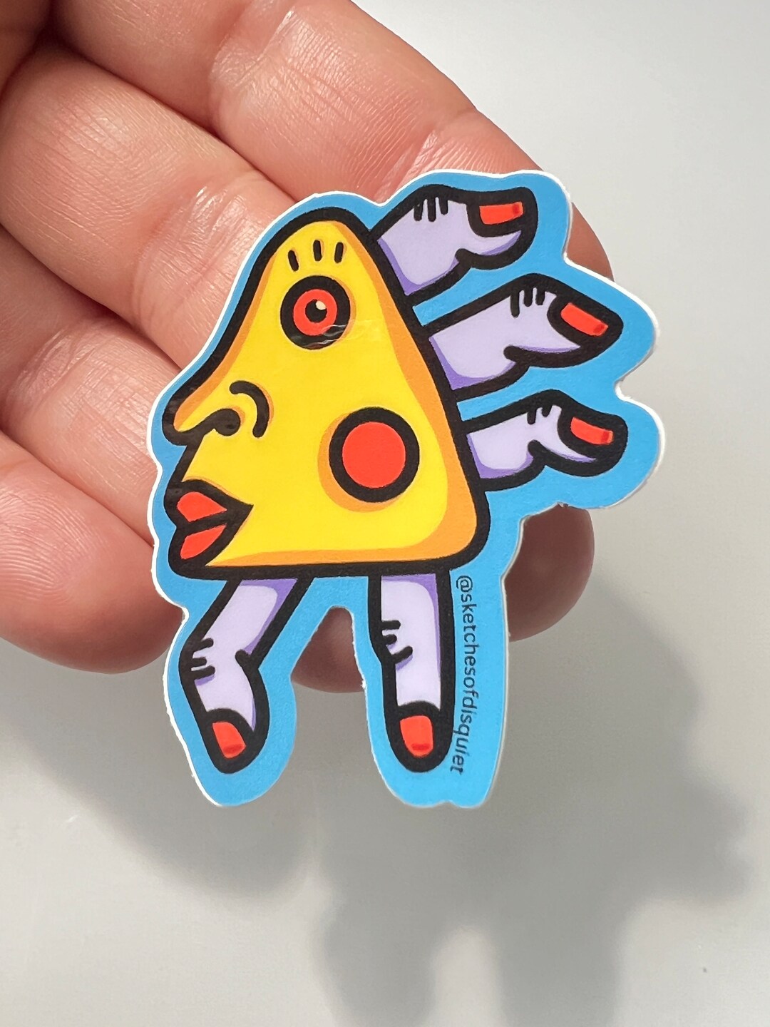 Yellow Triangle CREATURE // Vinyl 1.5” // Eccentric Silly Vibrant Pop ...
