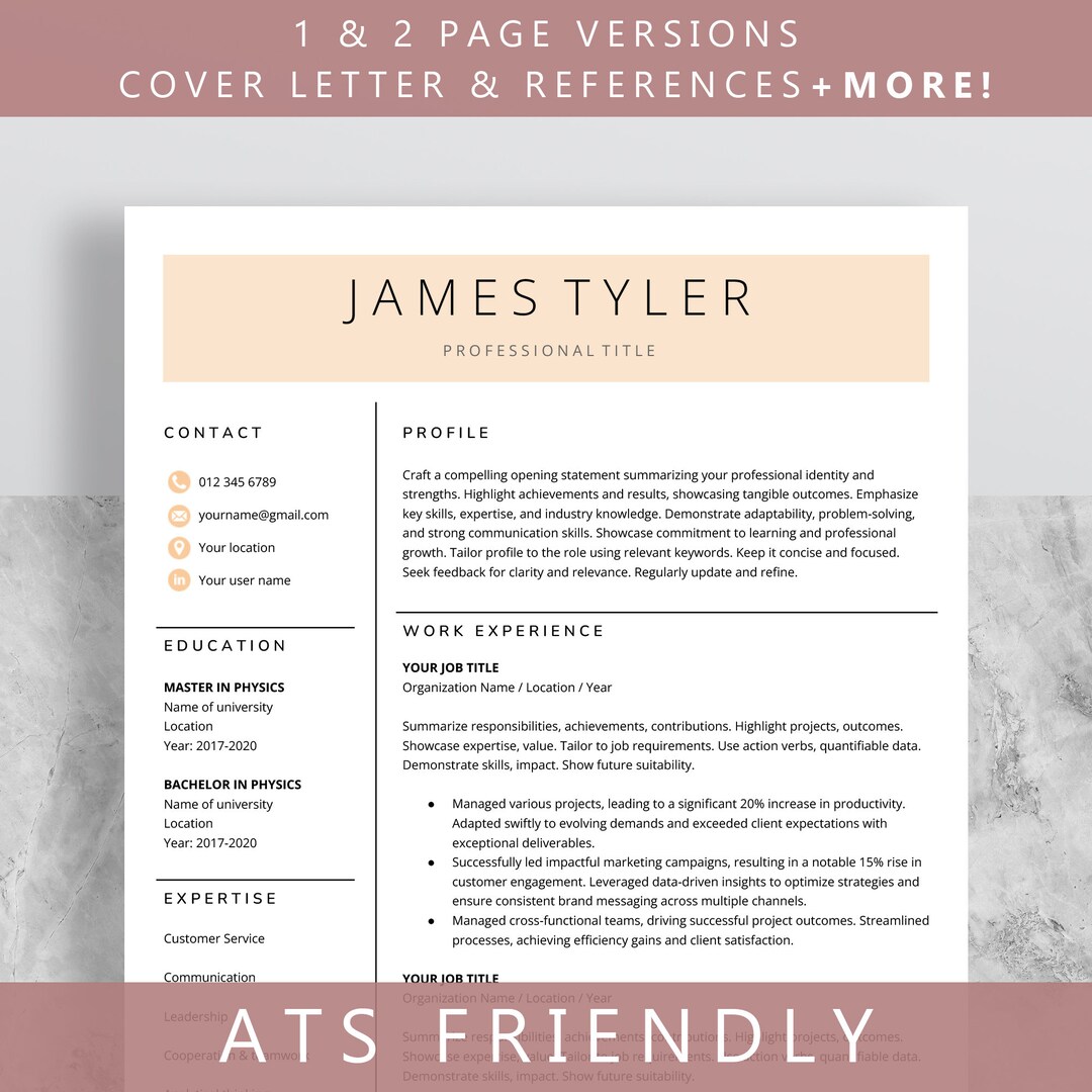 Clean Modern ATS Resume Template, Google Docs Resume Template, Simple ...