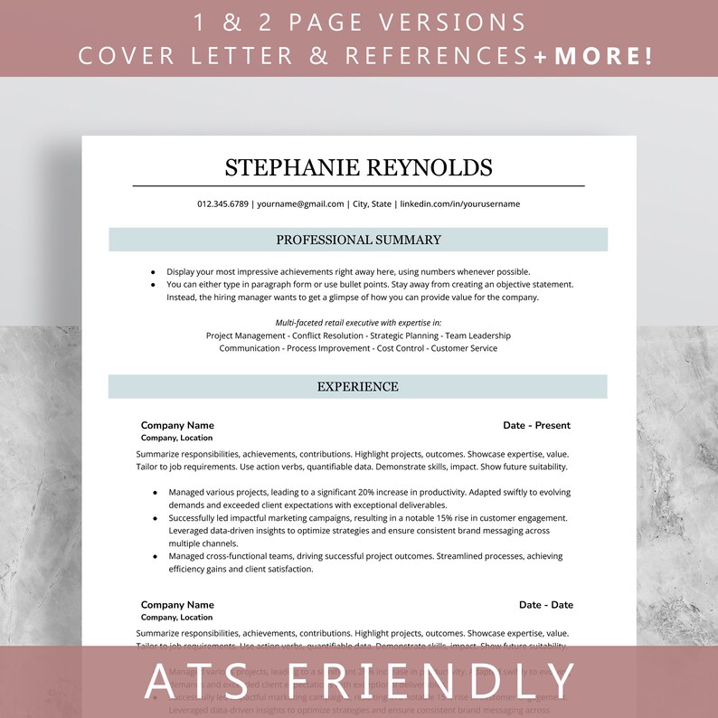 Clean Modern ATS Resume Template, Google Docs Resume Template, Simple ...