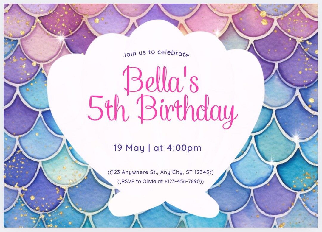 Editable Mermaid Theme Party Invitation - Etsy