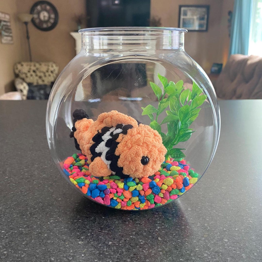 Crochet Clownfish Desk Pet Fish Bowl | Stressfree No Work Pet - Etsy