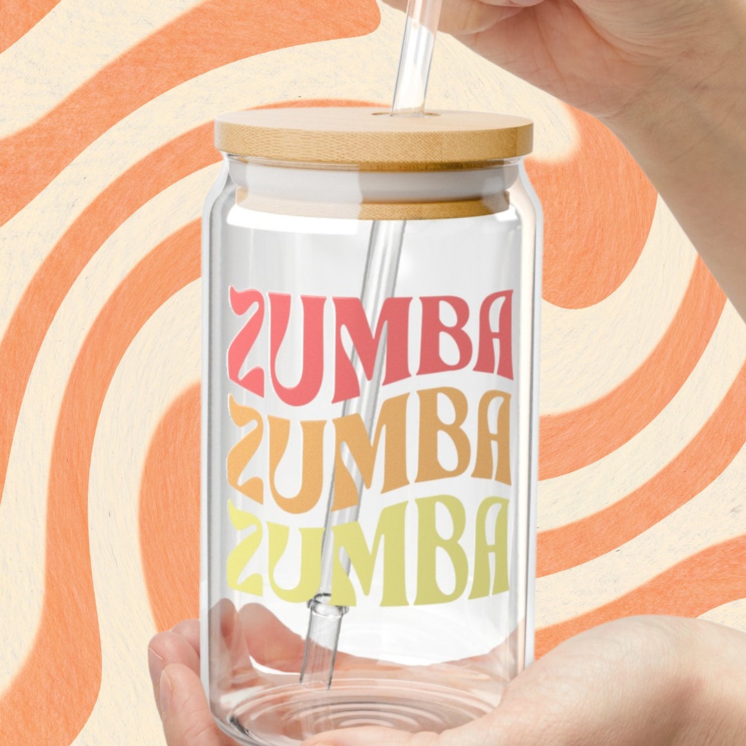 Groovy Zumba Iced Coffee Sipper Glass, Gym Tumbler Cups, Dance Mugs ...