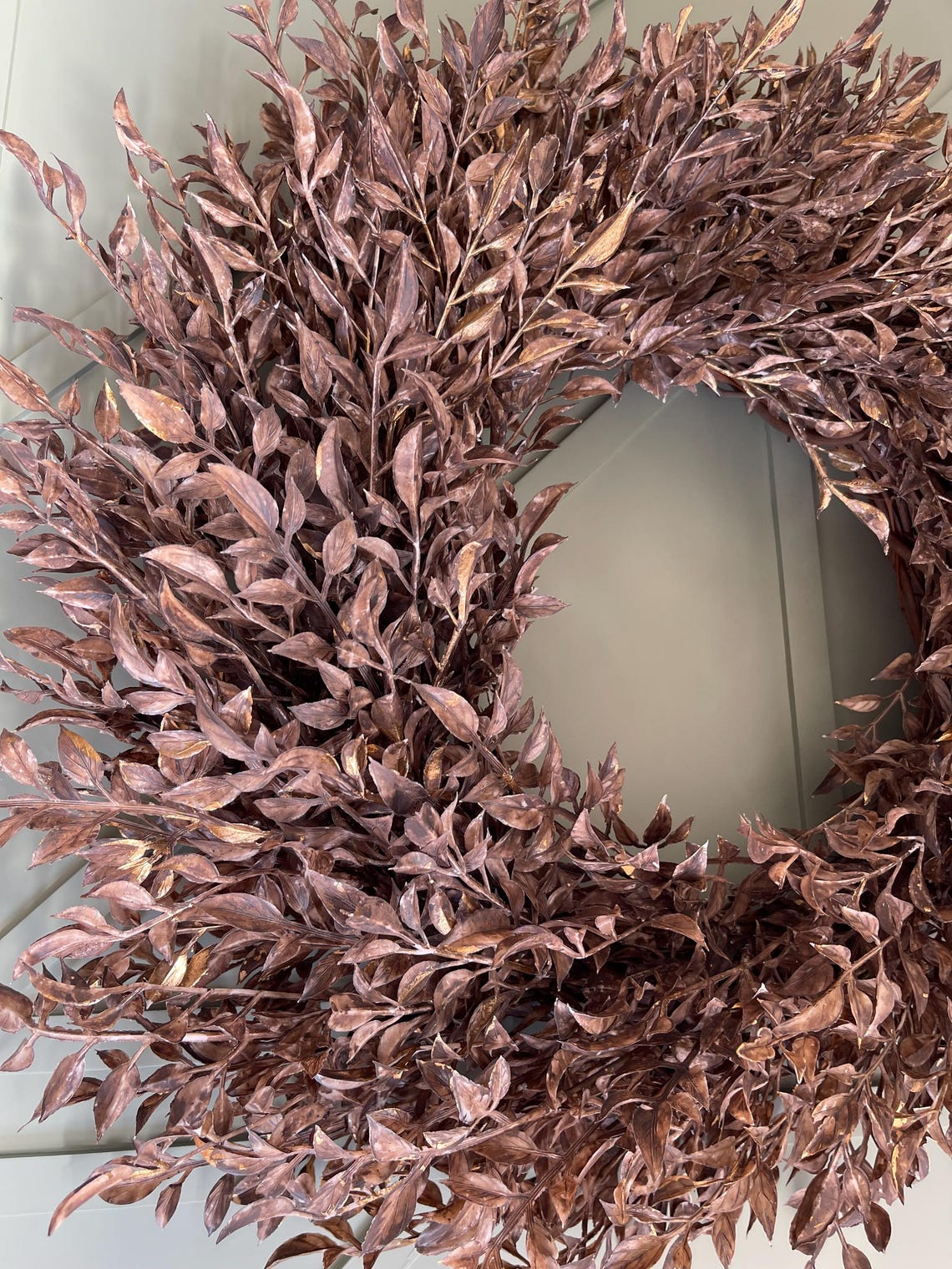 Fall Ruscus Wreath, Year Round Ruscus Wreath, Modern Wreath, Brown ...