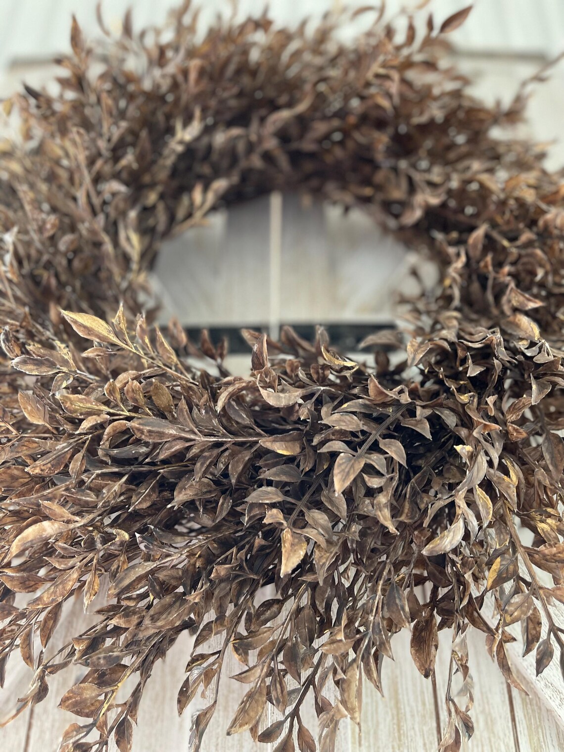 Fall Ruscus Wreath, Year Round Ruscus Wreath, Modern Wreath, Brown ...