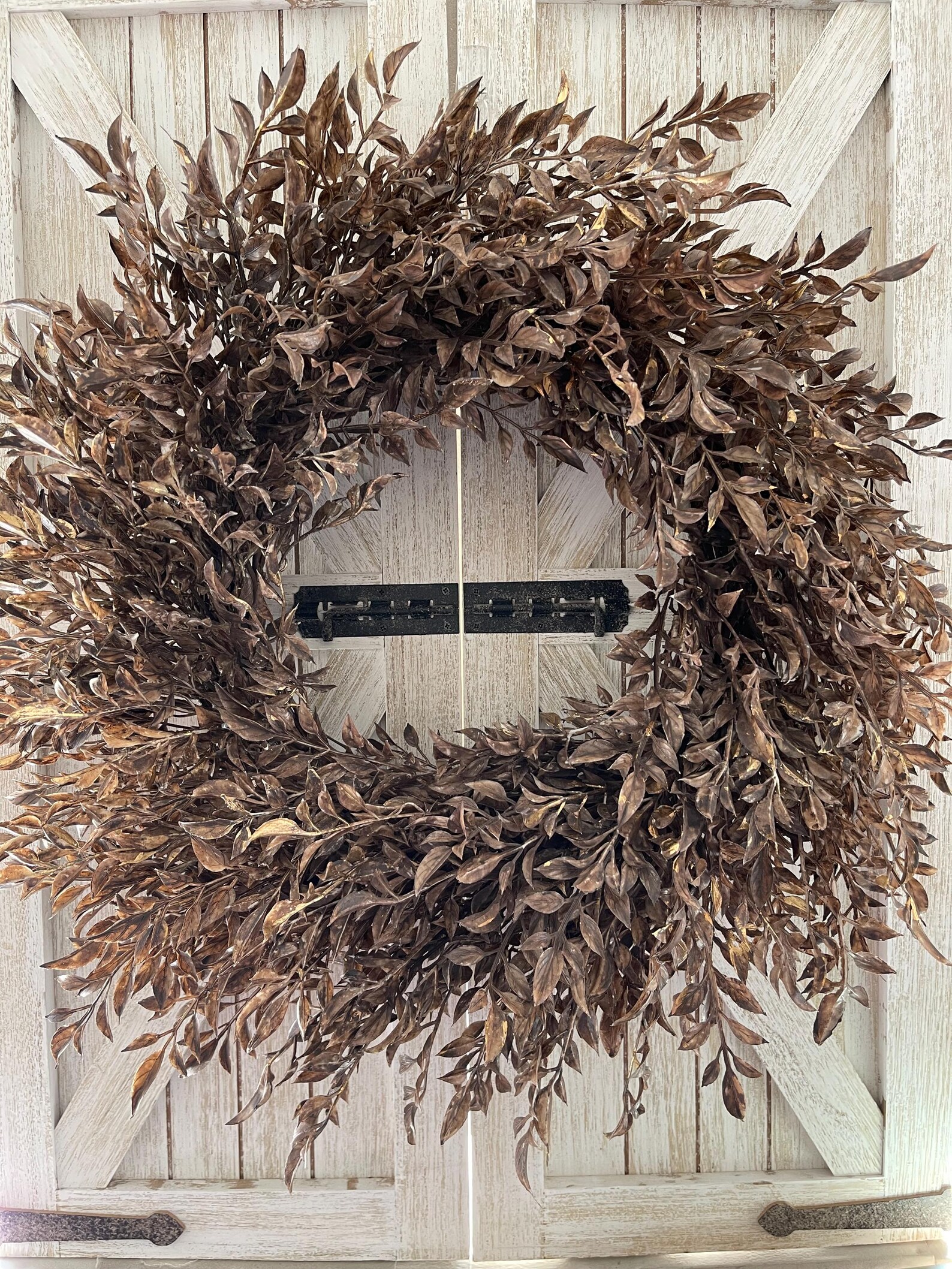 Fall Ruscus Wreath, Year Round Ruscus Wreath, Modern Wreath, Brown ...
