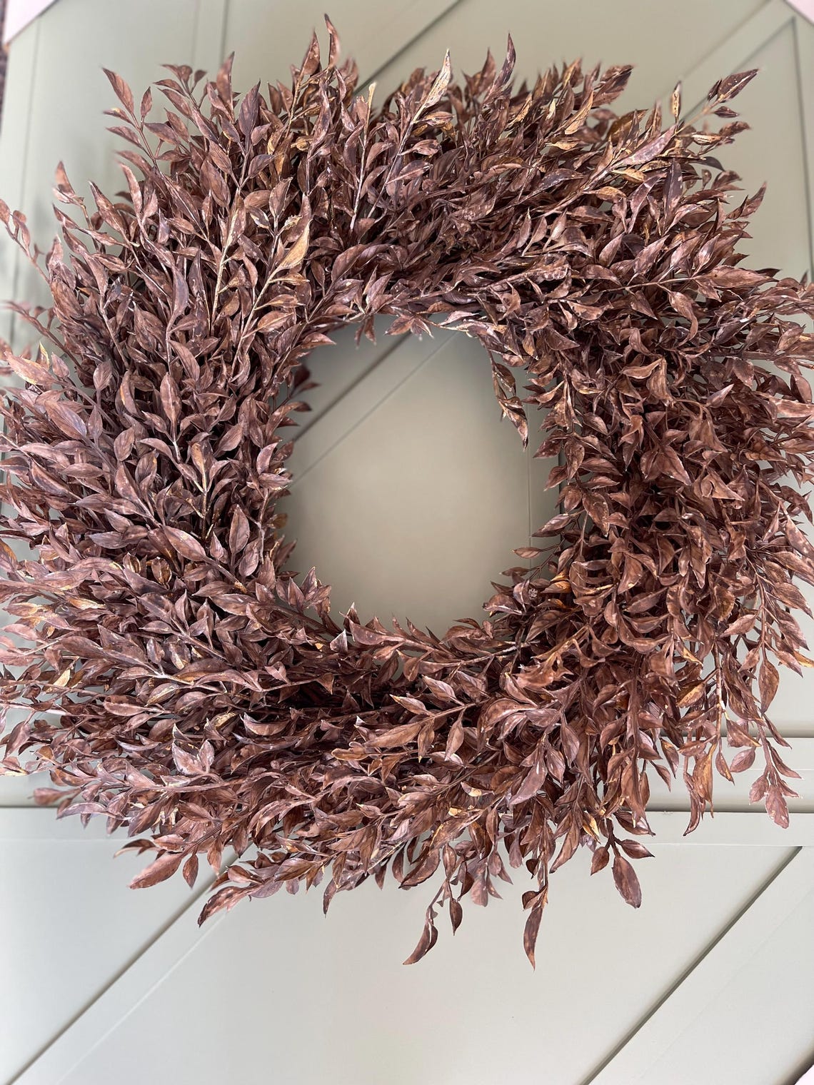 Fall Ruscus Wreath, Year Round Ruscus Wreath, Modern Wreath, Brown ...