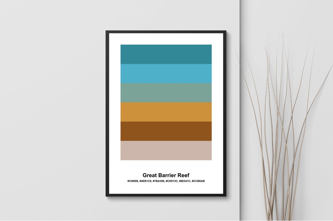 Great Barrier Reef Colour Palette Poster, Color Art, Wall Art, Digital ...