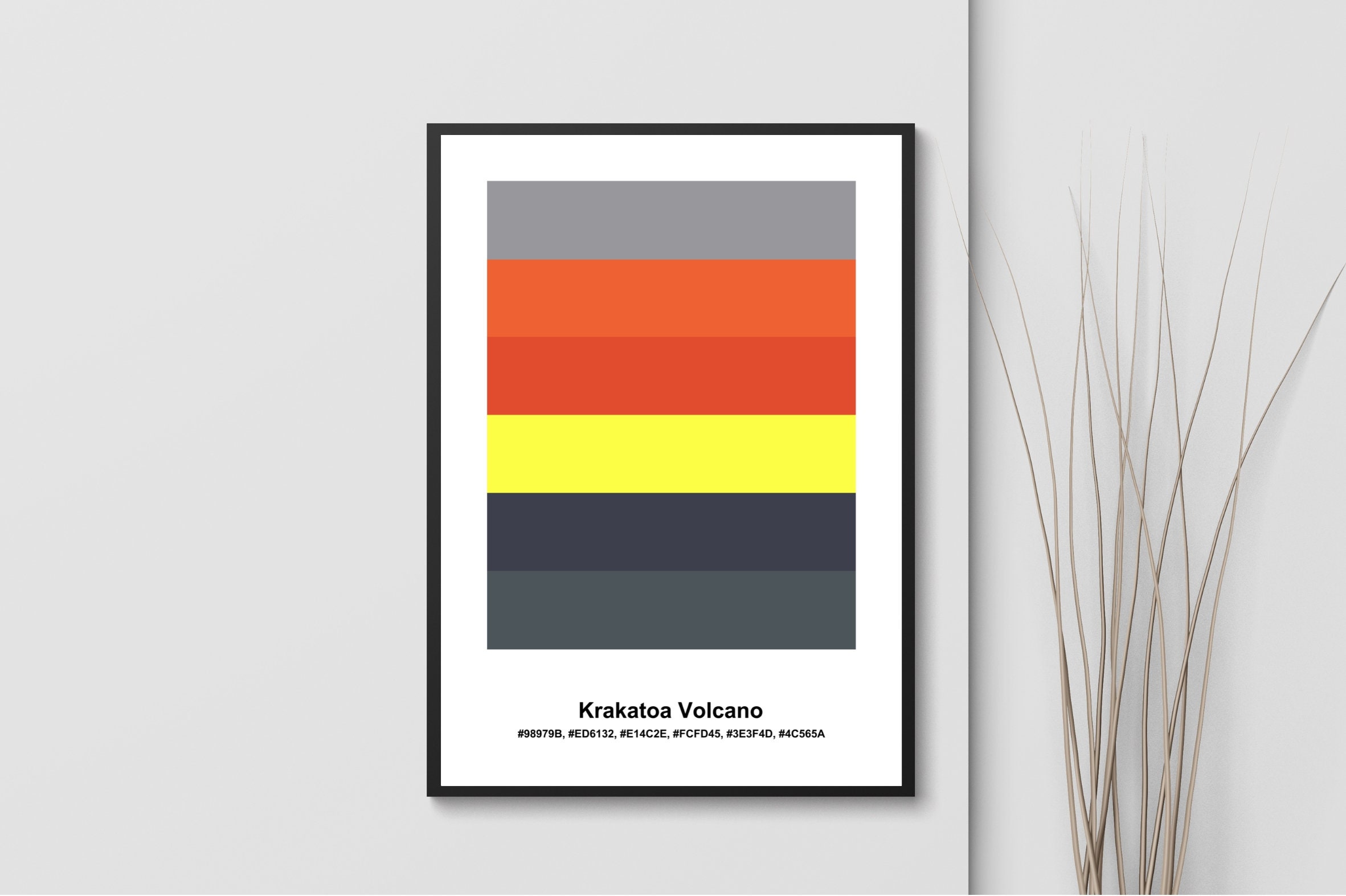 Krakatoa Volcano Colour Palette Poster, Color Art, Wall Art, Digital ...