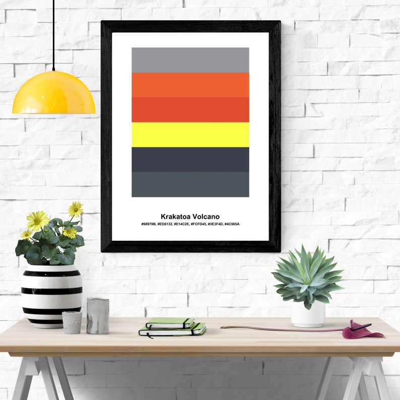 Krakatoa Volcano Colour Palette Poster, Color Art, Wall Art, Digital ...