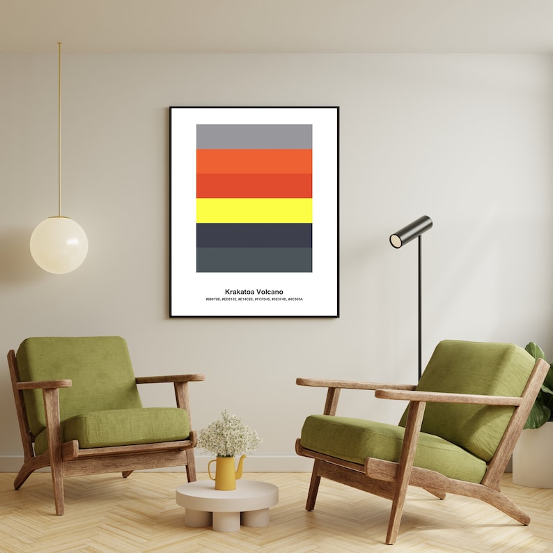 Krakatoa Volcano Colour Palette Poster, Color Art, Wall Art, Digital ...