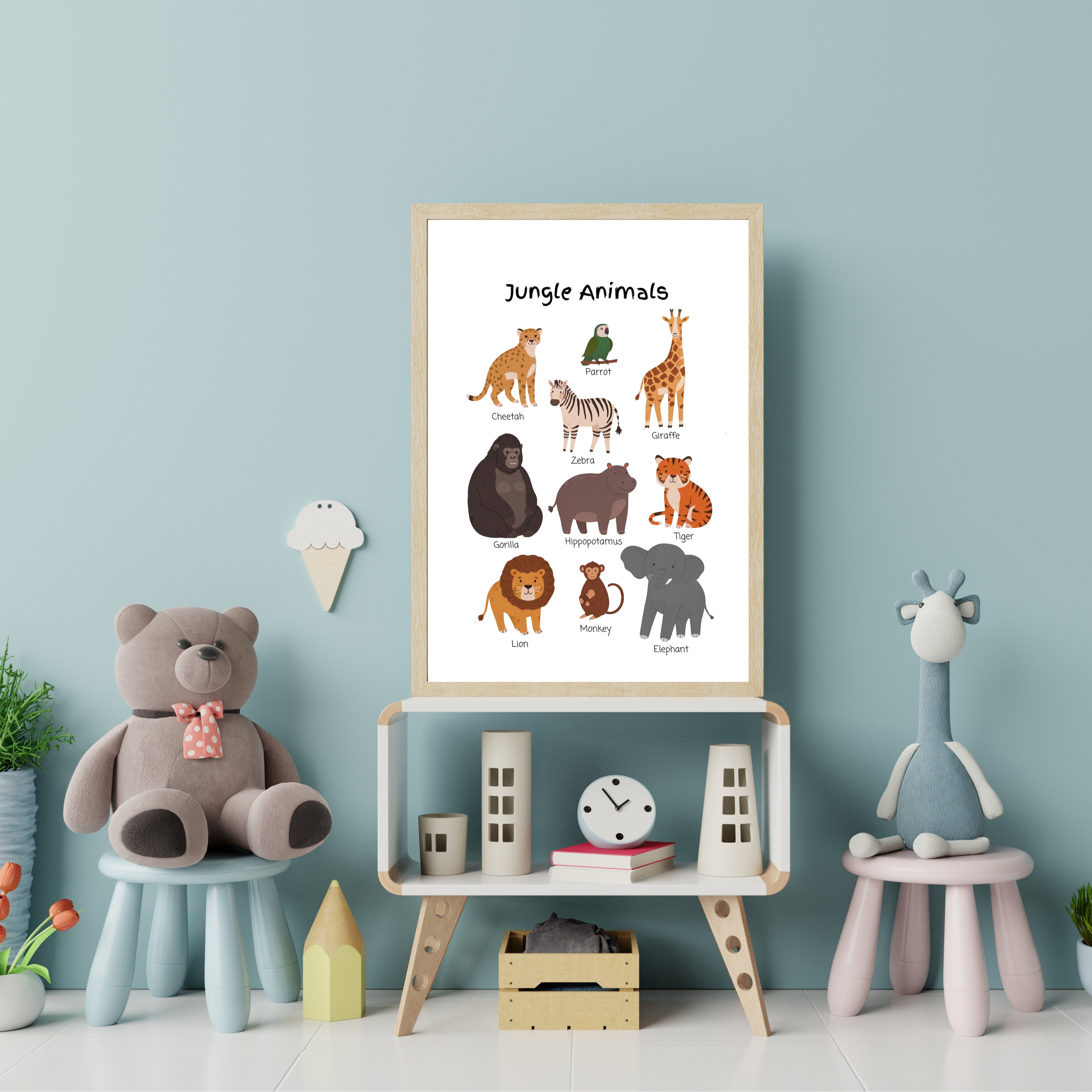 Jungle Animals Poster, Homeschool Learning, Education Poster, Kid ...