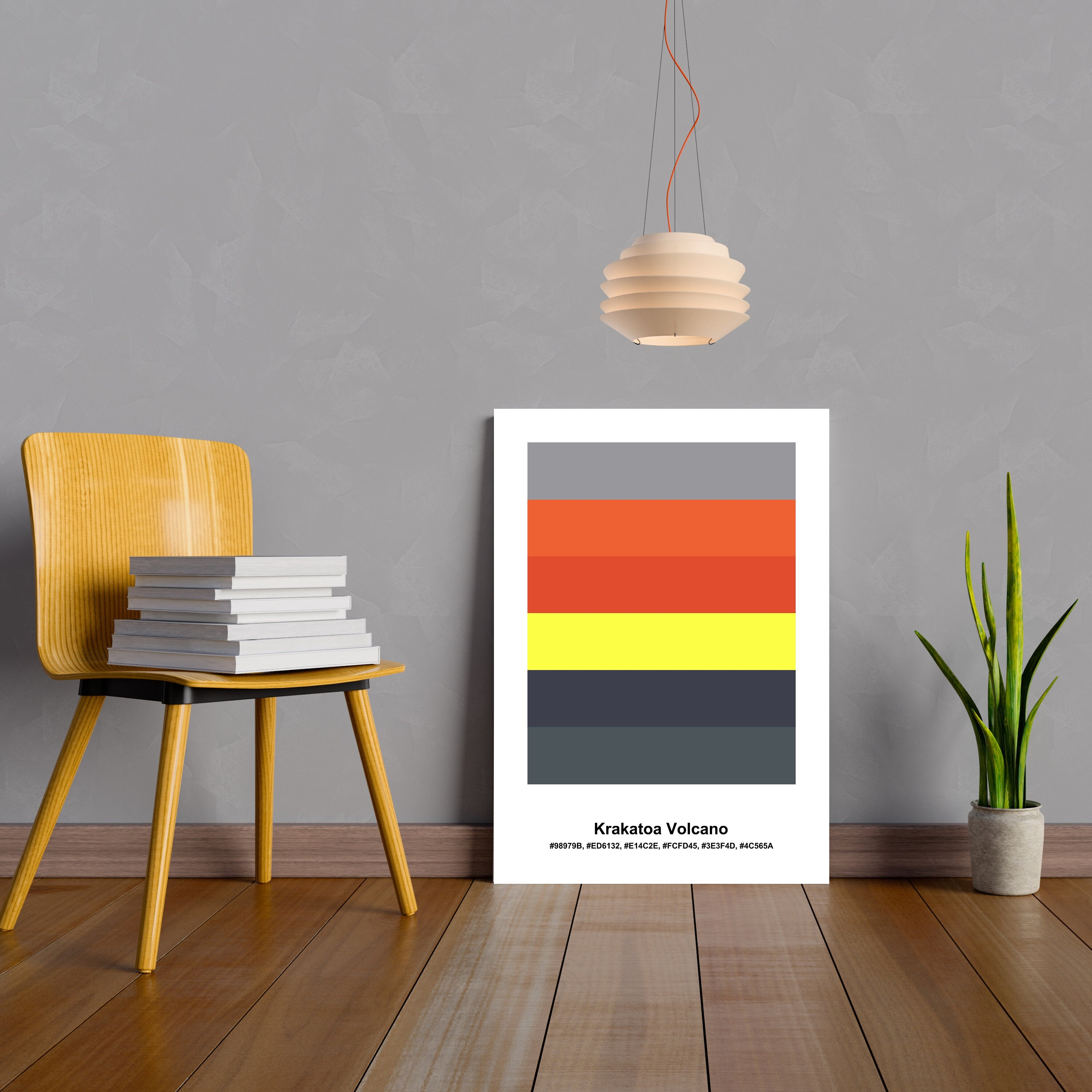 Krakatoa Volcano Colour Palette Poster, Color Art, Wall Art, Digital ...