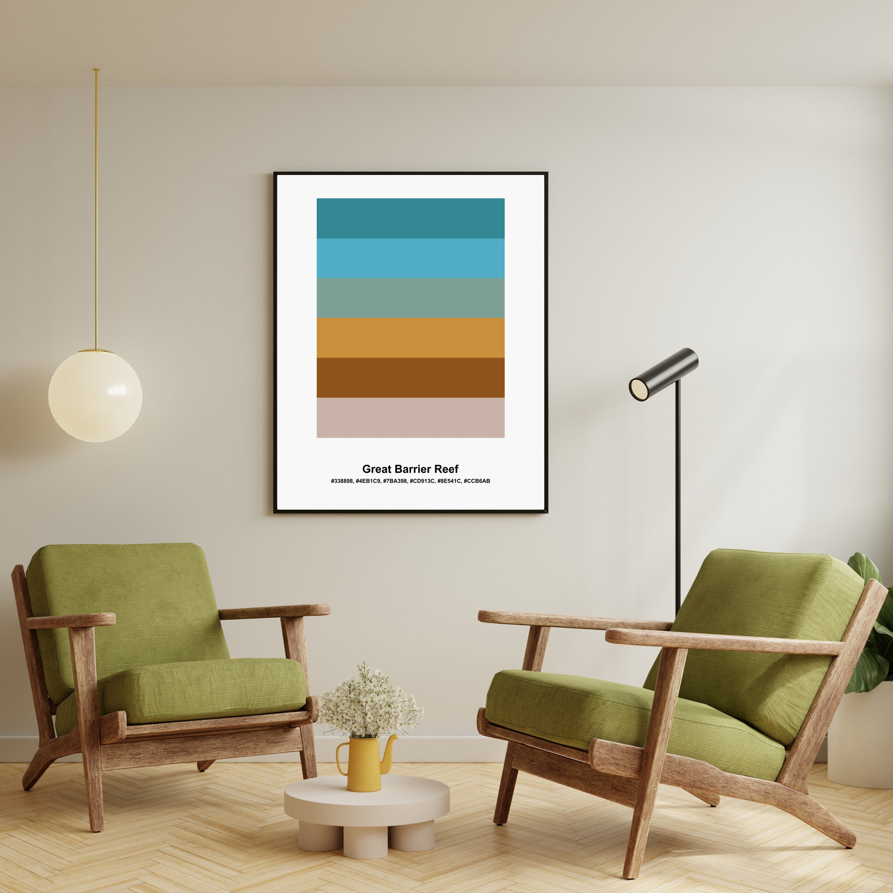 Great Barrier Reef Colour Palette Poster, Color Art, Wall Art, Digital ...