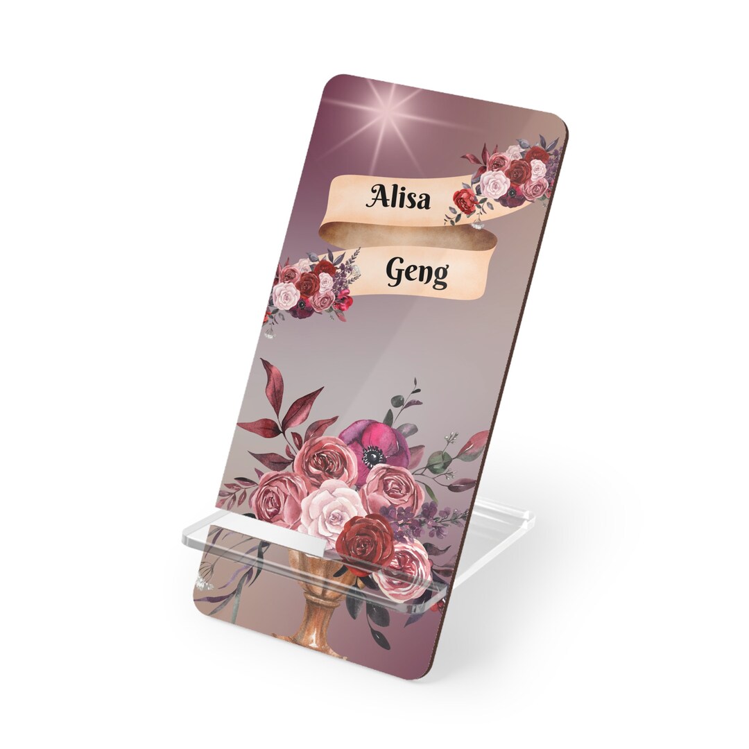Personalized Mauve Roses Mobile Stand: Beauty & Functionality Combined ...