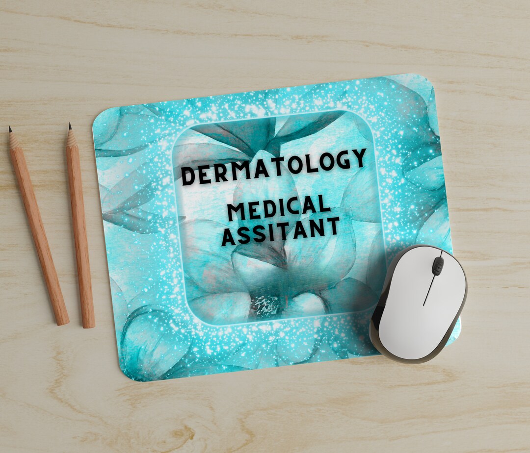 Dermatology-themed Mouse Pad, Teal Flowers for a Dermatology Medical ...