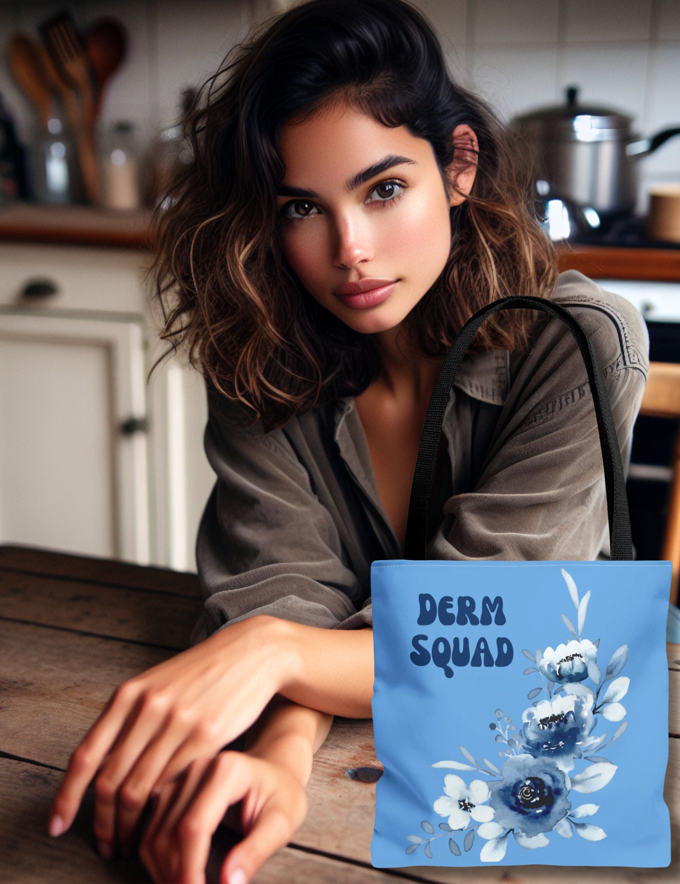 Derm Squad Tote Bags Blue Flowers Dermatology Gift, Derm Squad Gift ...