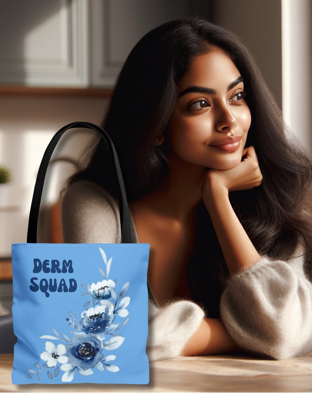 Derm Squad Tote Bags Blue Flowers Dermatology Gift, Derm Squad Gift ...