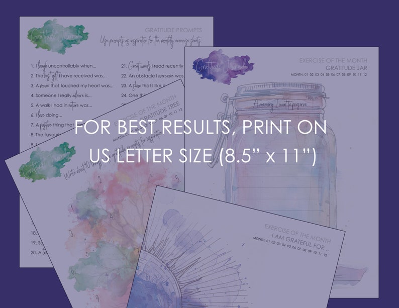 Gratitude Journal Printable BUNDLE Watercolor Themed and Designed by ...