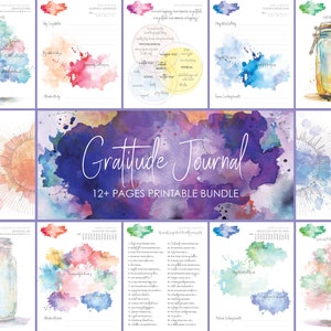Gratitude Journal Printable BUNDLE Watercolor Themed and Designed by ...