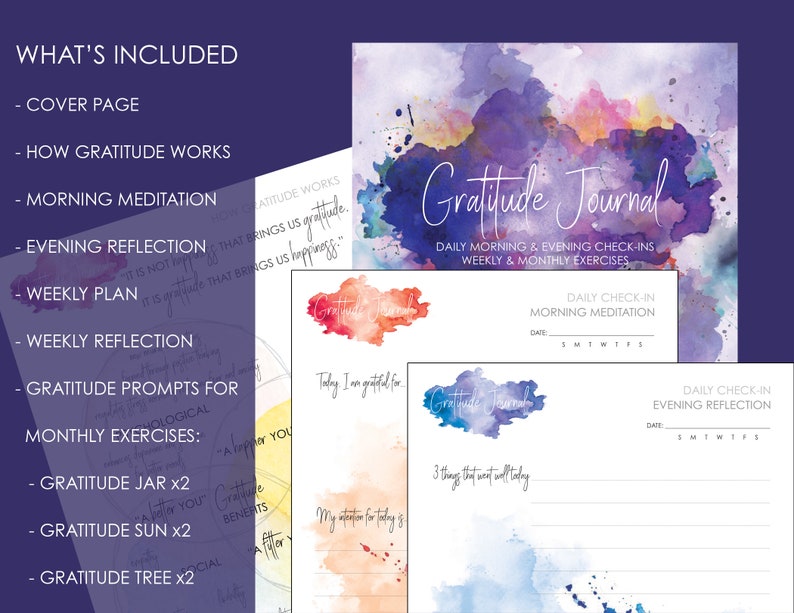 Gratitude Journal Printable BUNDLE Watercolor Themed and Designed by ...