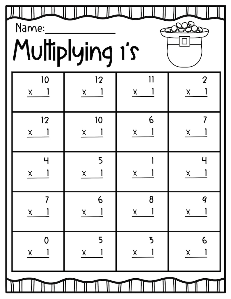 Hojas de trabajo de multiplicación del día de San Patricio ...