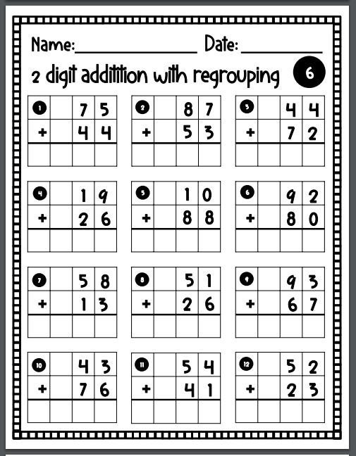 2-digit Addition Worksheets No Regrouping L Standard Algorithm L ...
