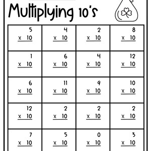 St. Patrick's Day Multiplying Worksheets Mutiplication 1-12 - Etsy