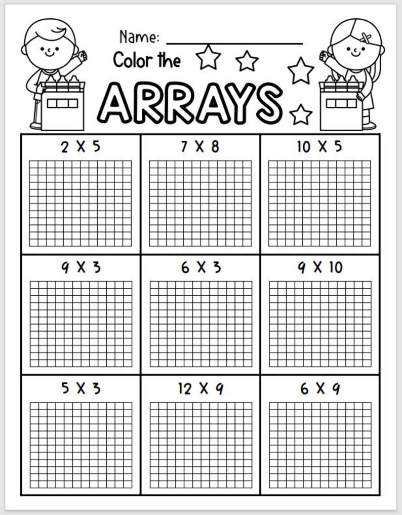 Multiplication Arrays Worksheets Count and Color|multiplication ...