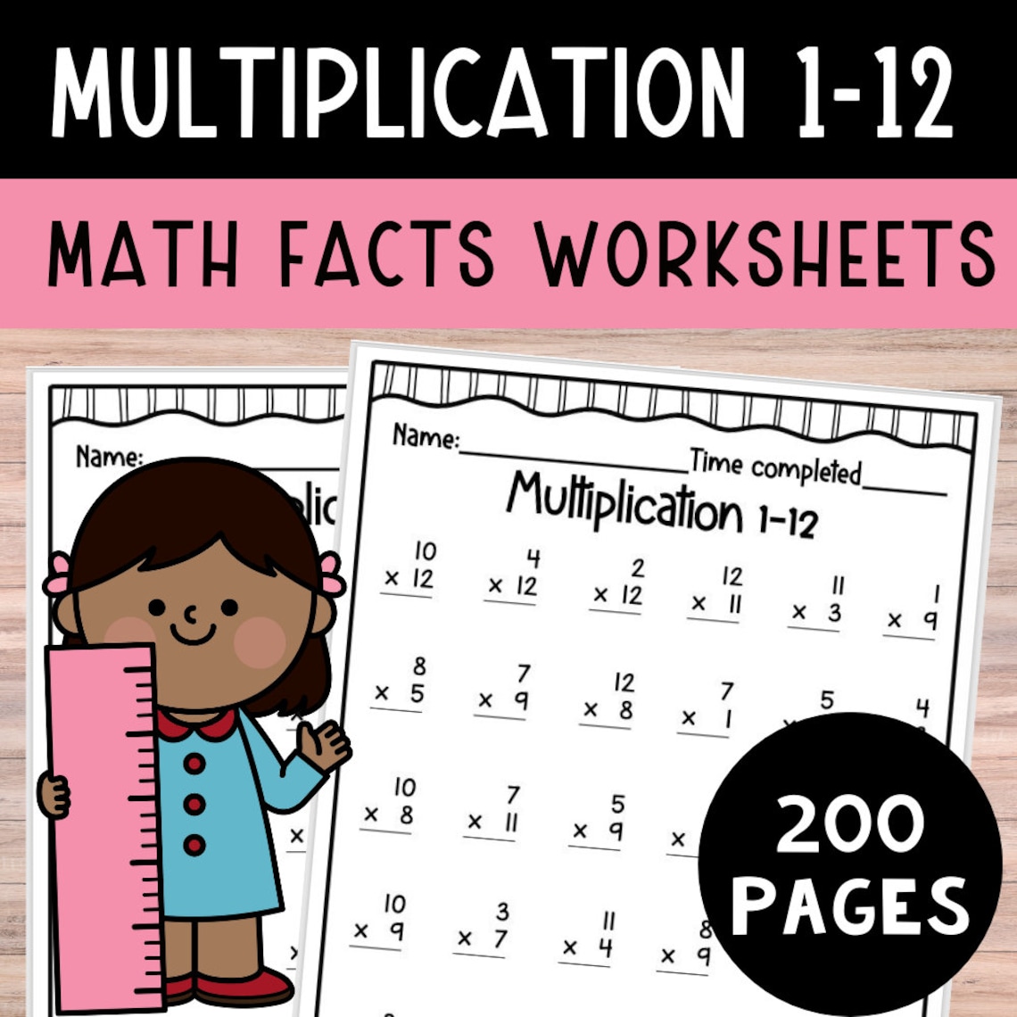 Math Facts Worksheets Multiplication Review: 1-12 Math Drills - Etsy