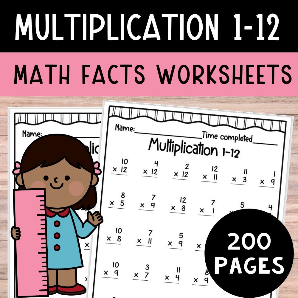 Math Facts Worksheets Multiplication Review: 1-12 Math Drills - Etsy